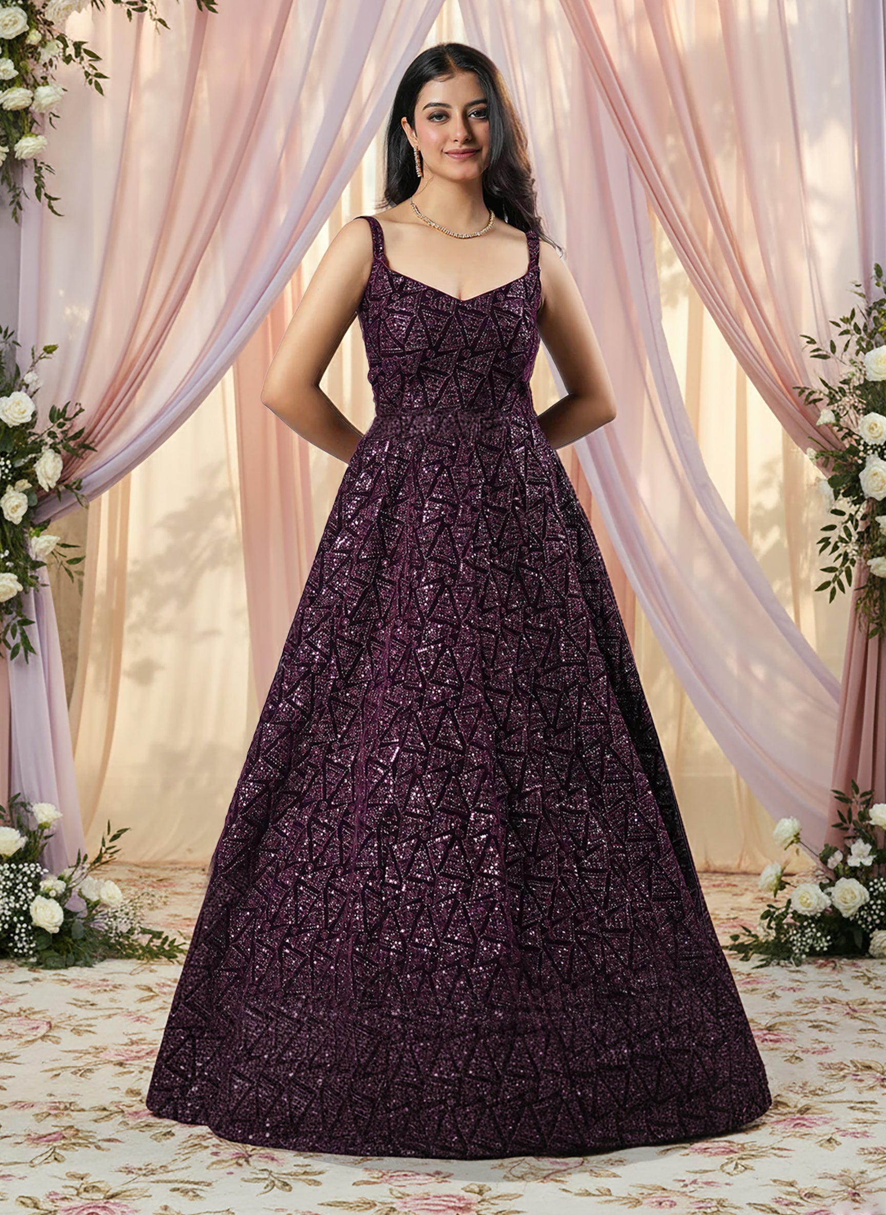 Saira - Plum Gown – BLUBeautifulLikeU